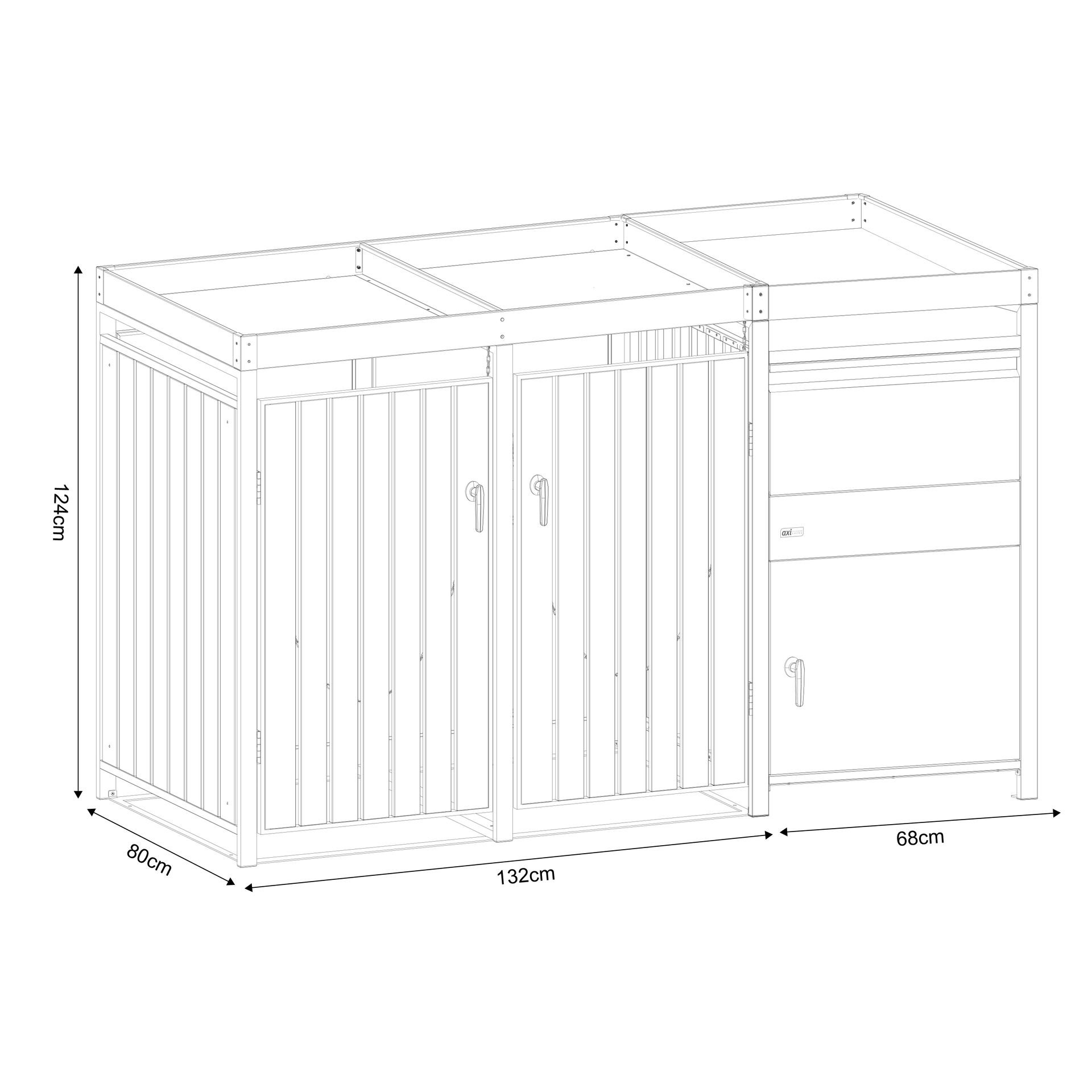 AXI Leon Containerombouw met Louis Pakketbrievenbus Antraciet/Houtlook – 2 containers | 2 | A093 ...