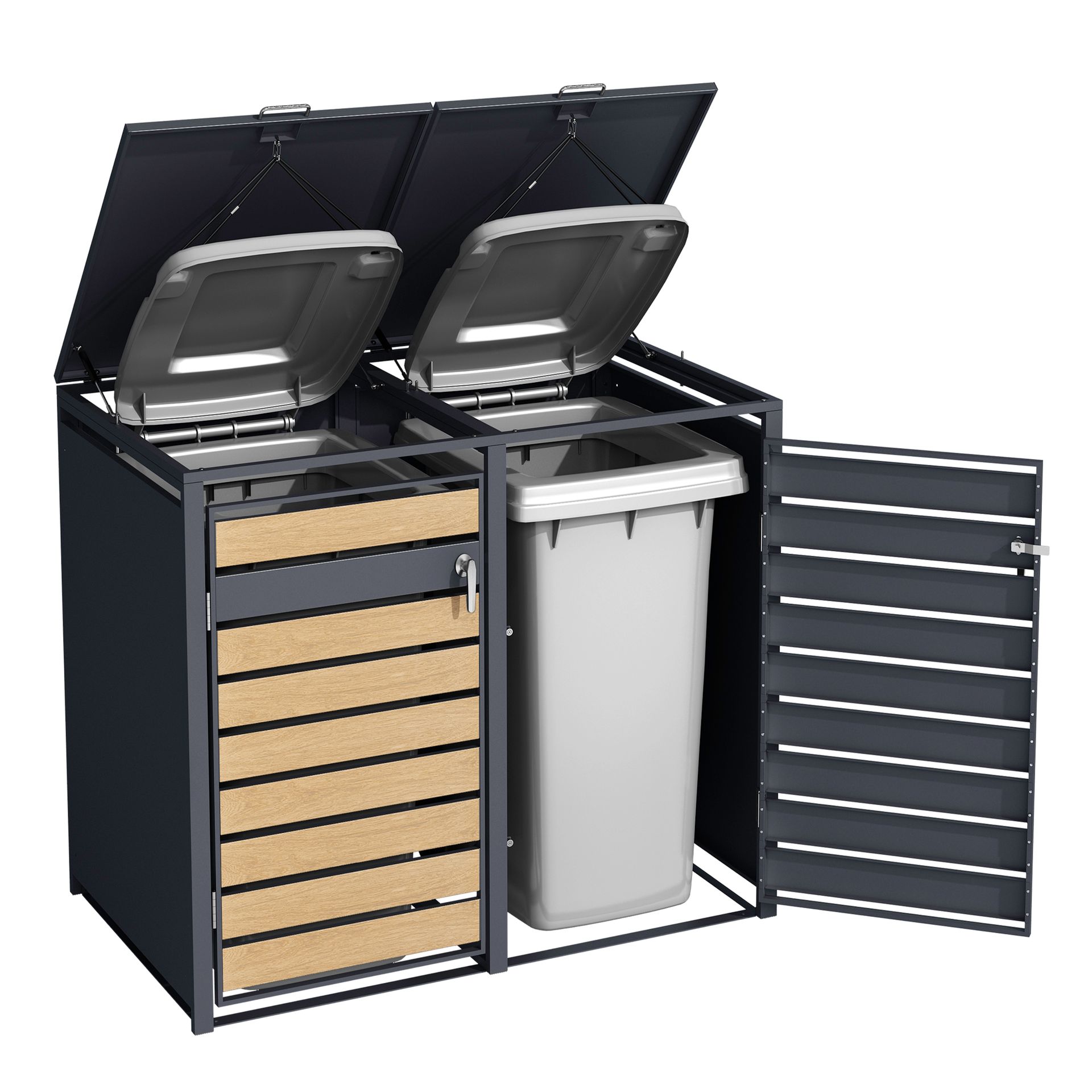 AXI Lucas Containerombouw van Metaal Antraciet/Houtlook - 2 containers ...