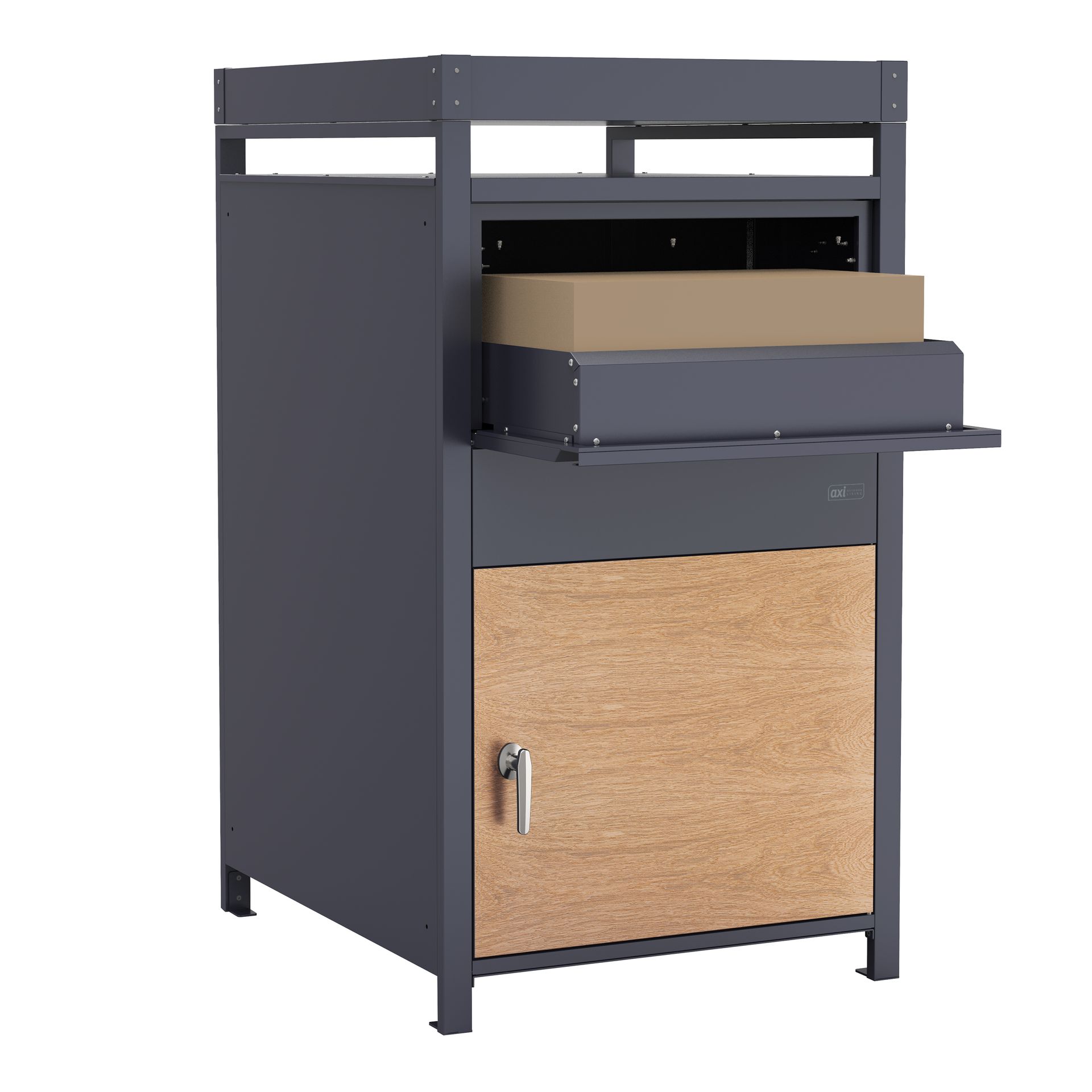 AXI Leon Containerombouw met Louis Pakketbrievenbus Antraciet/Houtlook – 2 containers | 2 | A093 ...