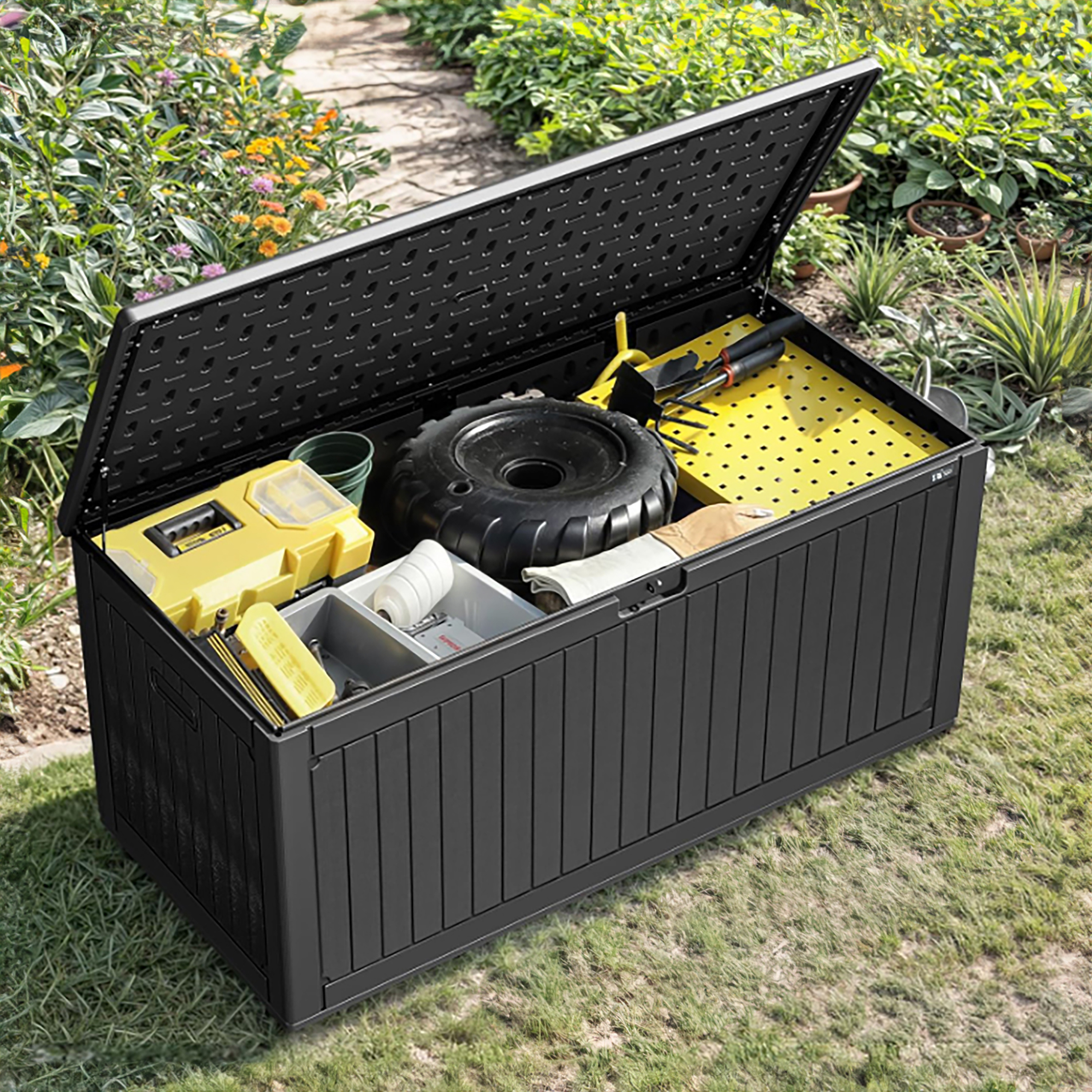 AXI Mike Kunststof Opbergbox 1000 Zwart – 177x82x83cm | 177 x 82 x 83 ...